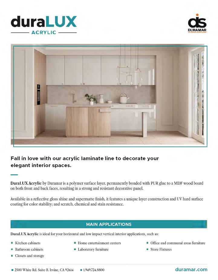 Duramar Interior Surfaces | Get our product data sheets online