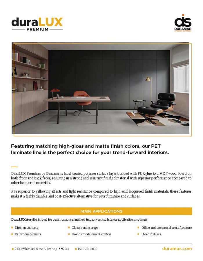 Duramar Interior Surfaces | Get our product data sheets online