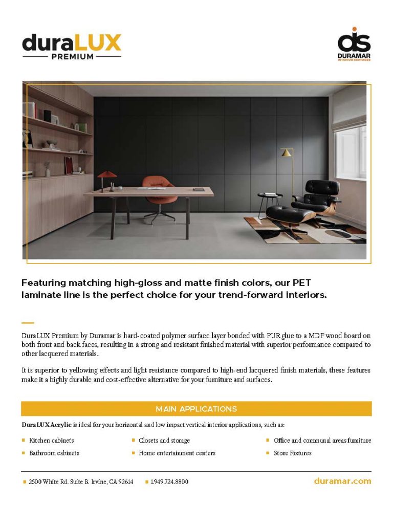 Duramar Interior Surfaces | Get our product data sheets online