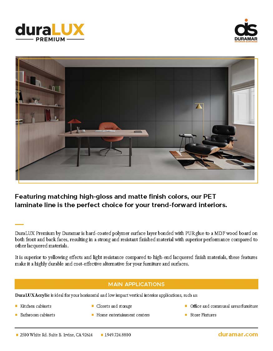 Duramar Interior Surfaces | Get our product data sheets online